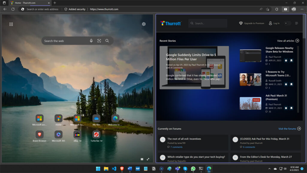 Edge Quietly Gains a Split Window Feature - Thurrott.com