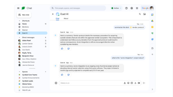 Google Details New Chat Experience with Duet AI