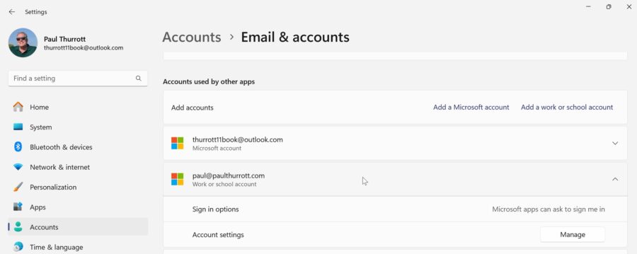 Accounts Used by Other Apps (23H2) - Thurrott.com