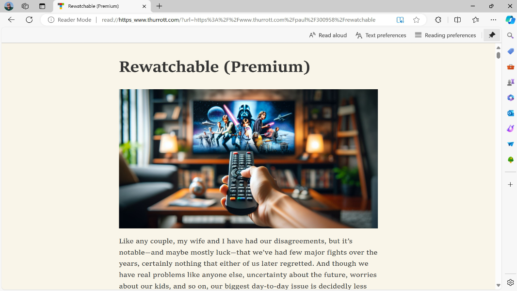 Reading with Microsoft Edge (23H2) - Thurrott.com