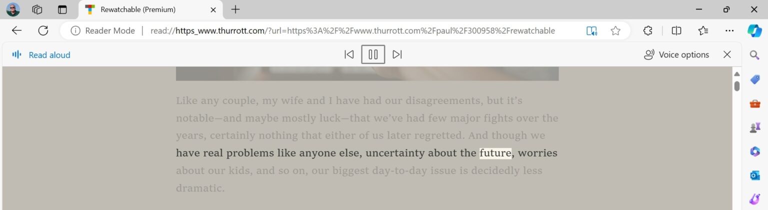 Reading with Microsoft Edge (23H2) - Thurrott.com