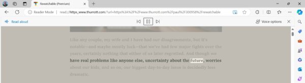 Reading with Microsoft Edge (23H2) - Thurrott.com