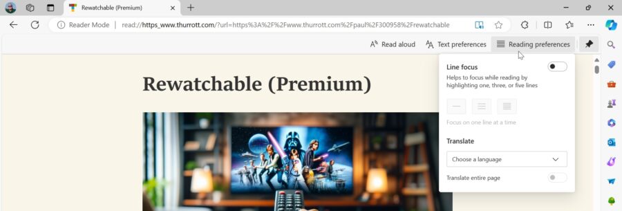 Reading with Microsoft Edge (23H2) - Thurrott.com