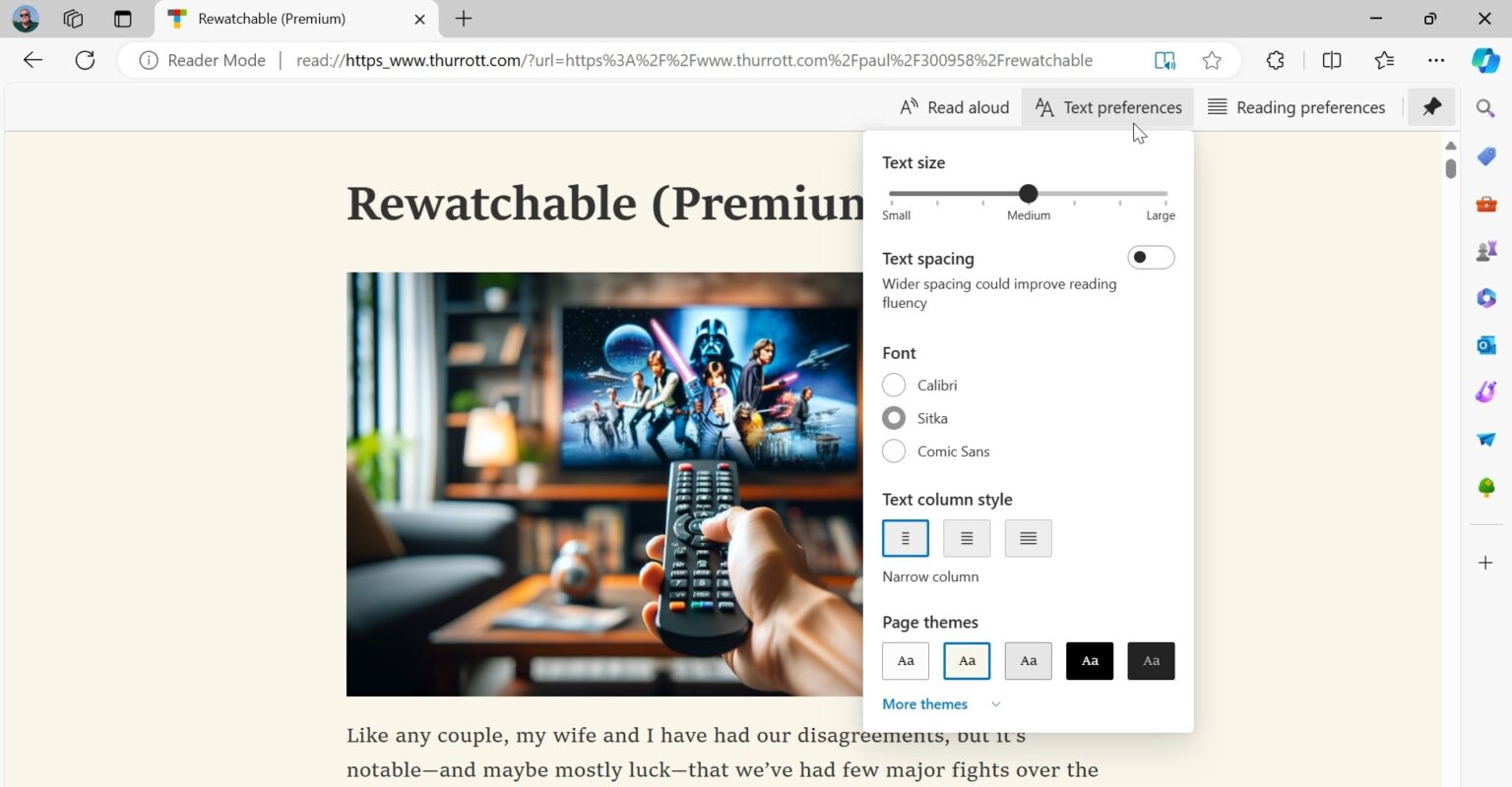 Reading with Microsoft Edge (23H2) - Thurrott.com