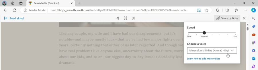 Reading with Microsoft Edge (23H2) - Thurrott.com