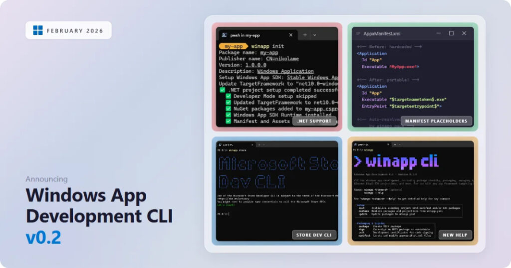 Windows App Development CLI Updated with .NET Project Support, More ...